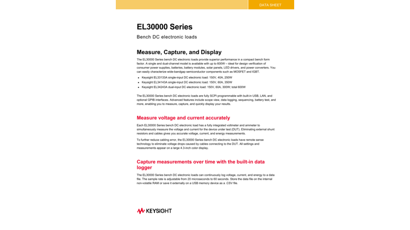 EL30000 Series Bench Electronic Loads | Keysight